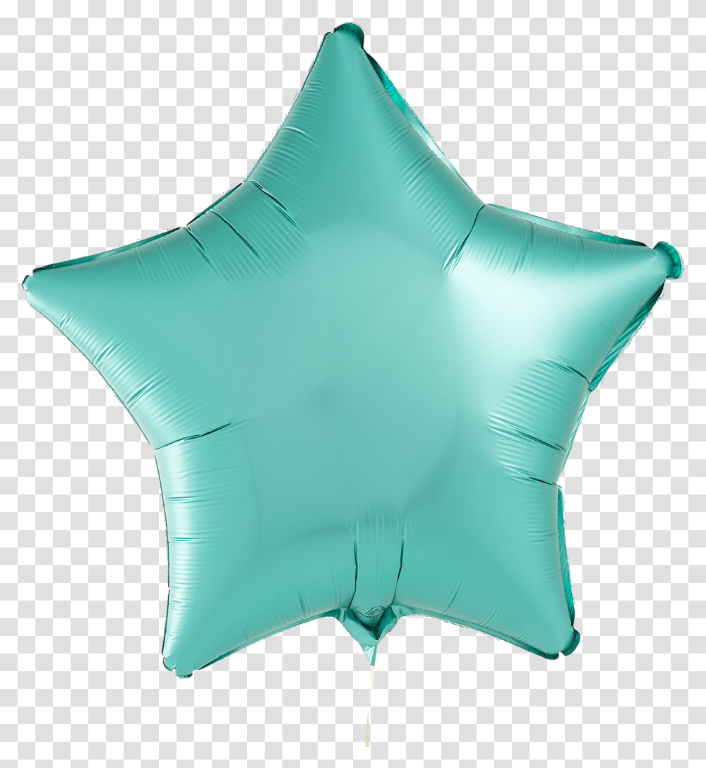 A Photograph Of Jade Green Foil Star Balloon Cushion Pillow Star